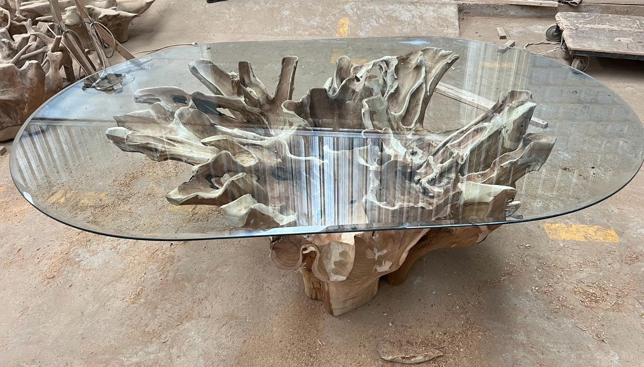 Teak root rectangular dining table store